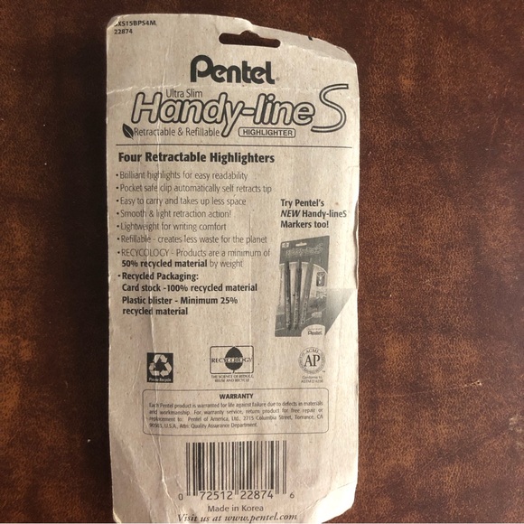 Office | Nwt Pentel Handy Lines Highlighters 4 Pack Multicolored | Poshmark
